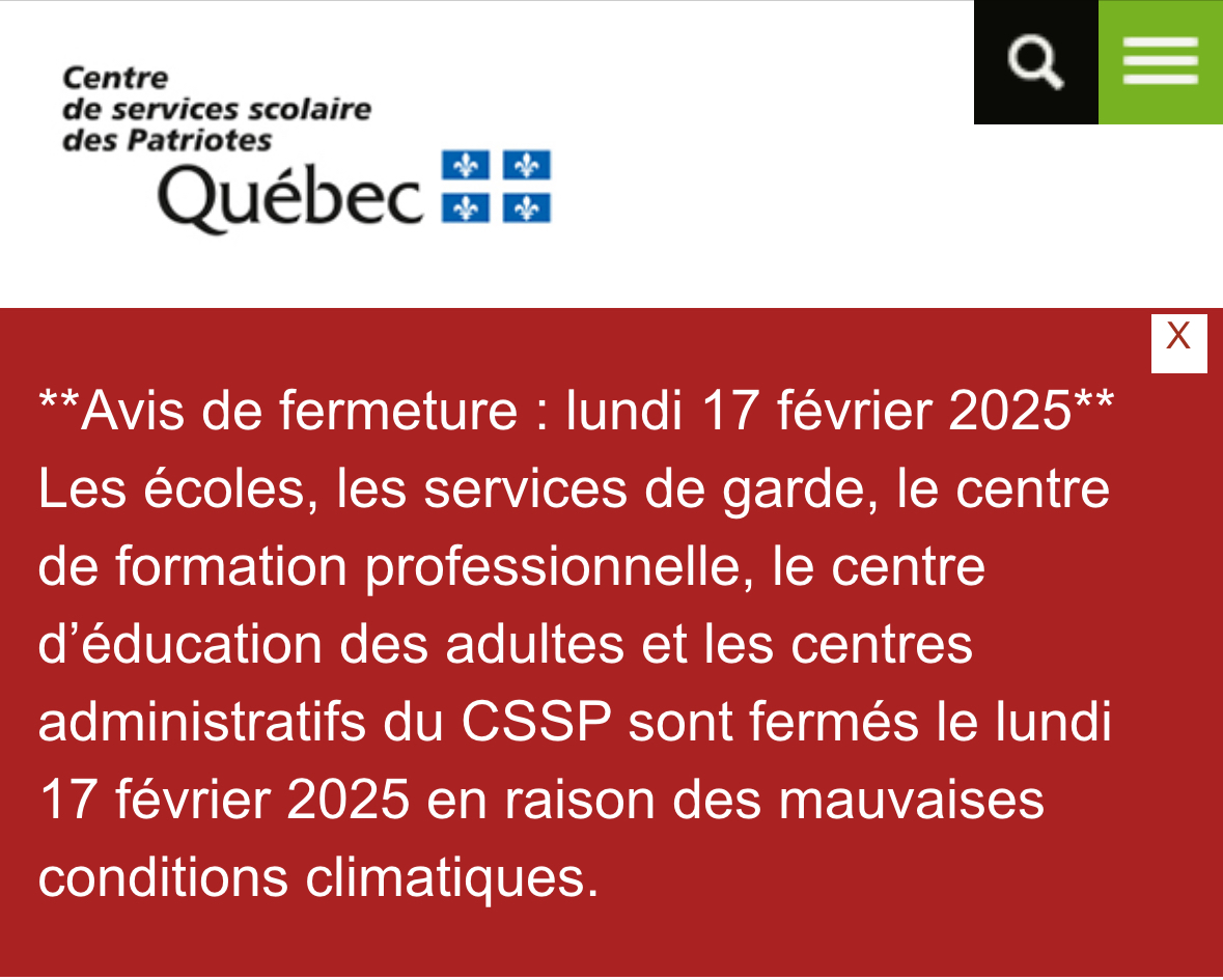 Montérégie : centres de services scolaires fermés demain en raison des conditions climatiques ...